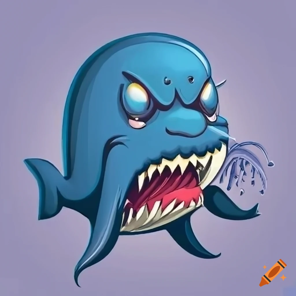 Angry cartoon whale on Craiyon