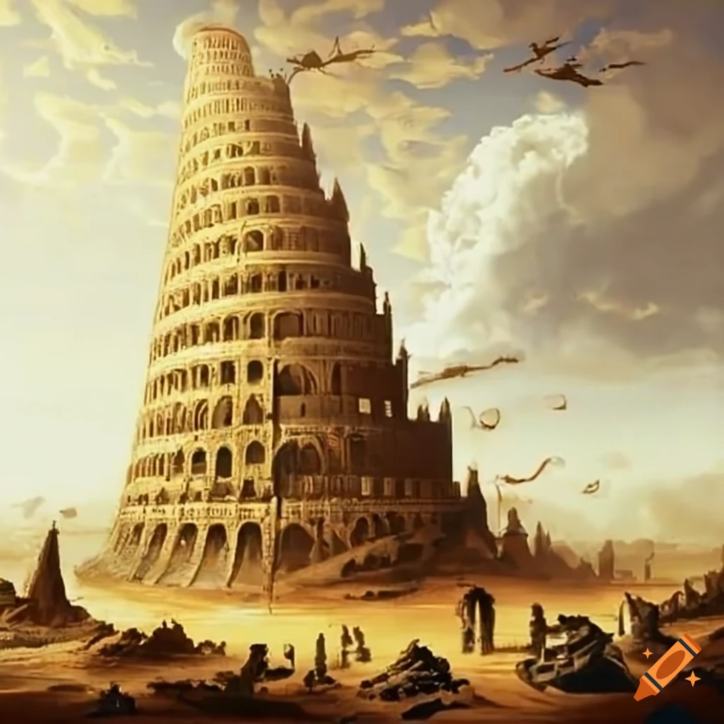 Modern interpretation of the tower of babel on Craiyon