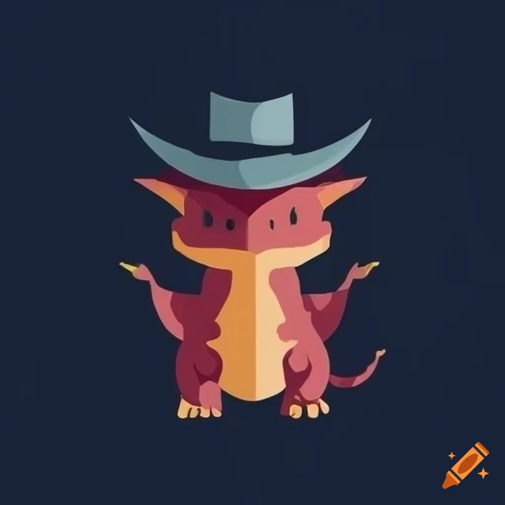 Dragon with cowboy hat in a minimalist style on Craiyon