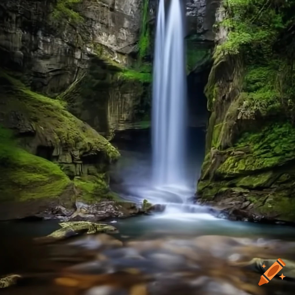 Beautiful waterfall scene on Craiyon
