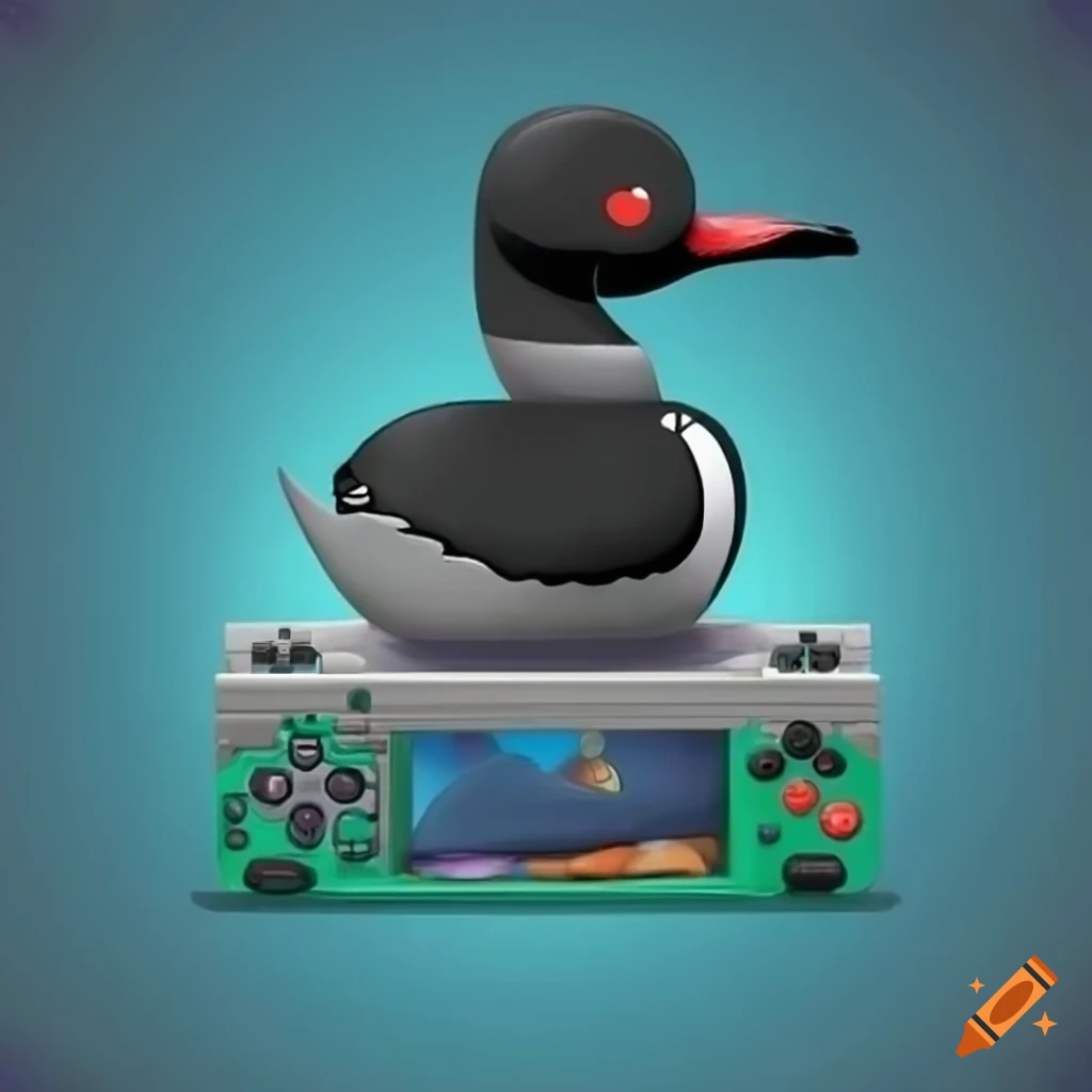 Cartoon character black loon surrounded by Nintendo Switch game boxes on Craiyon