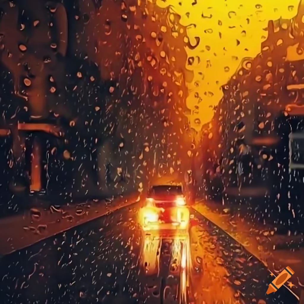 Rainy car ride with friends on Craiyon