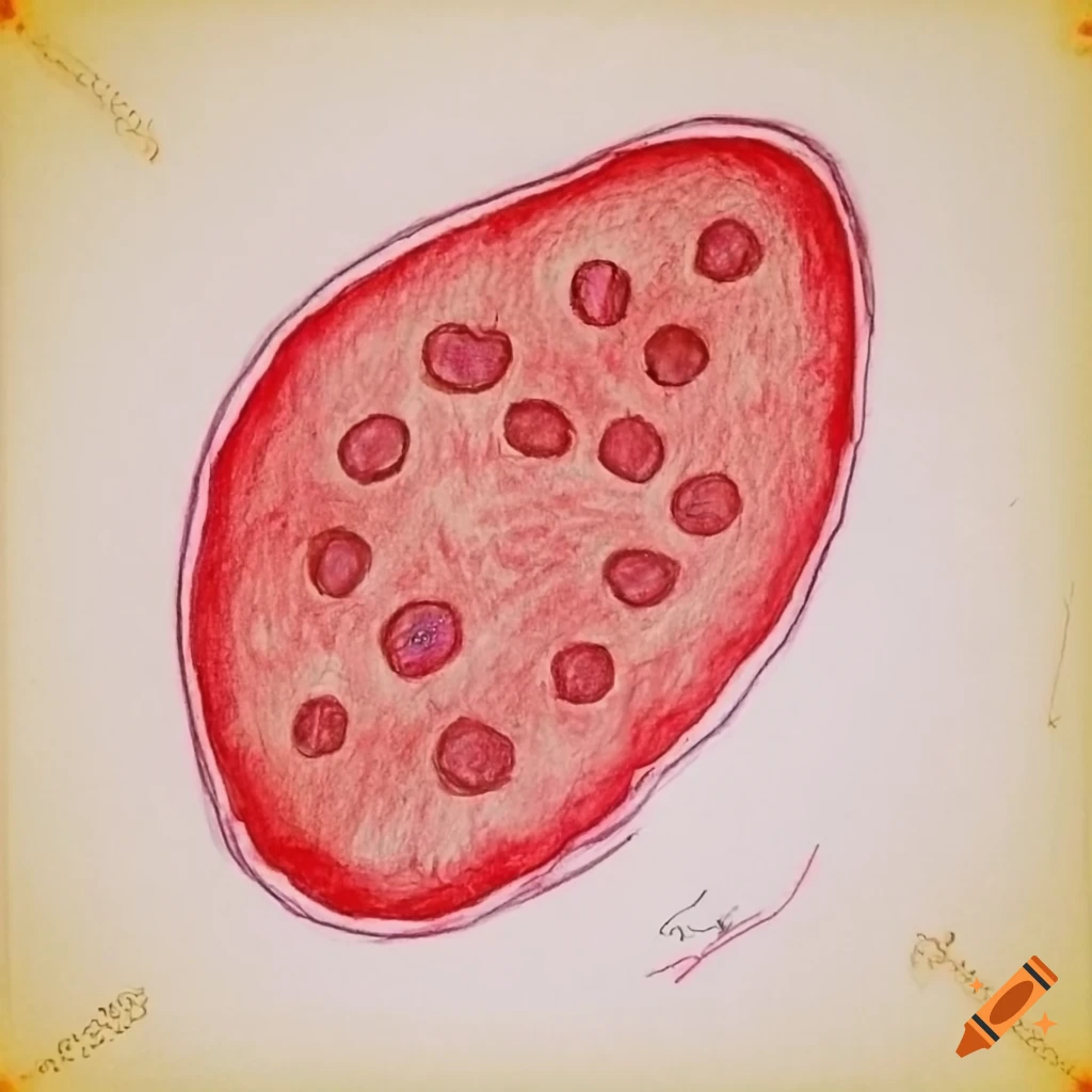 Simple drawing of paramecium stained in congo red on Craiyon