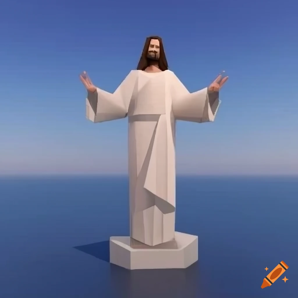 Peaceful and serene low-poly 3d rendering of jesus on Craiyon