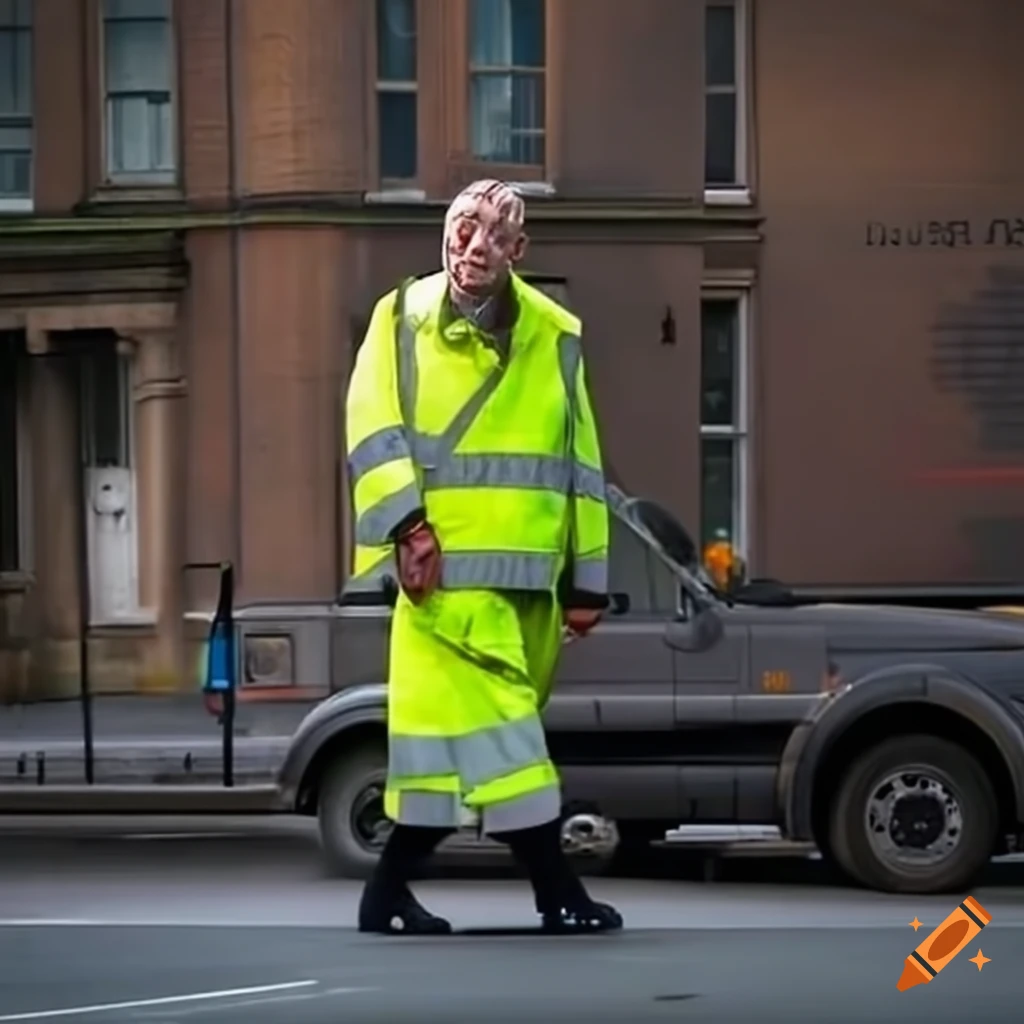 Modern rat-man in London wearing a high-vis jacket driving a lorry ...