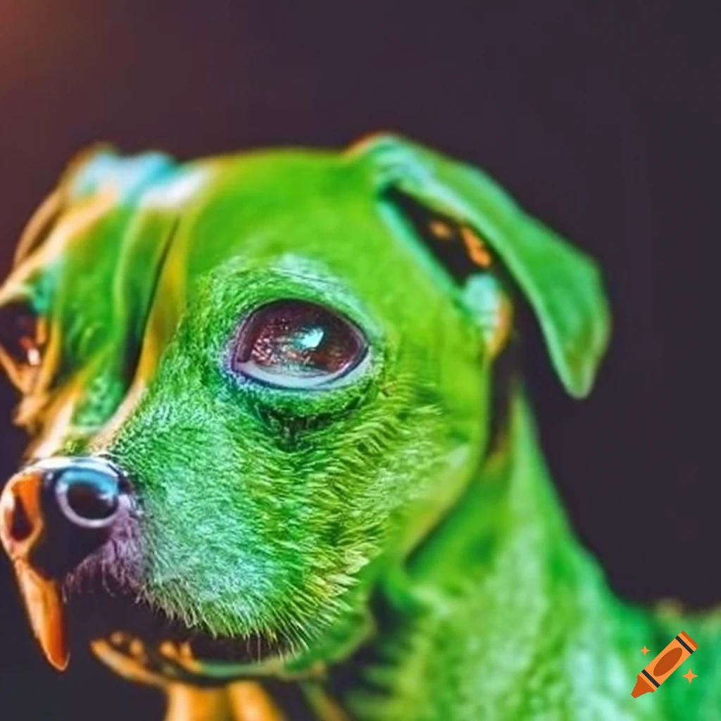 Green dog in an alien spaceship on Craiyon