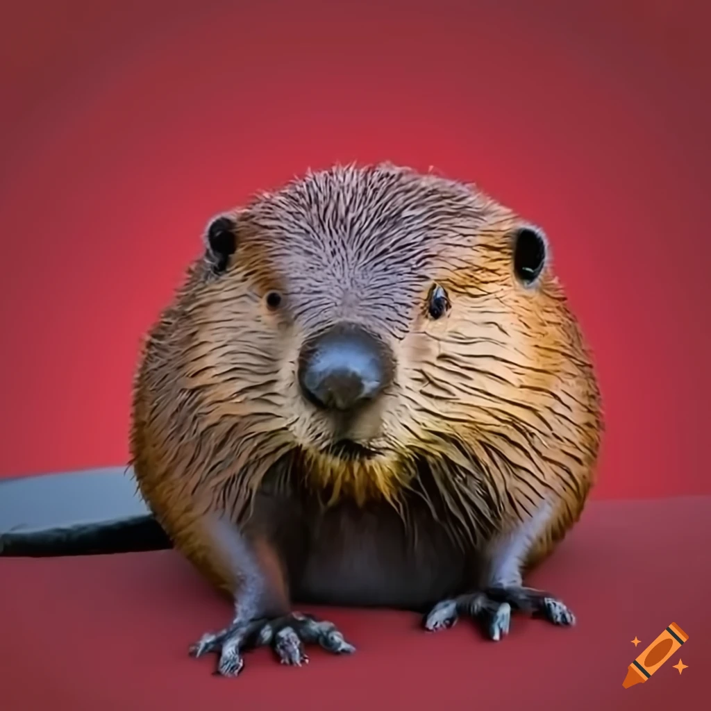 Beaver on a red background on Craiyon