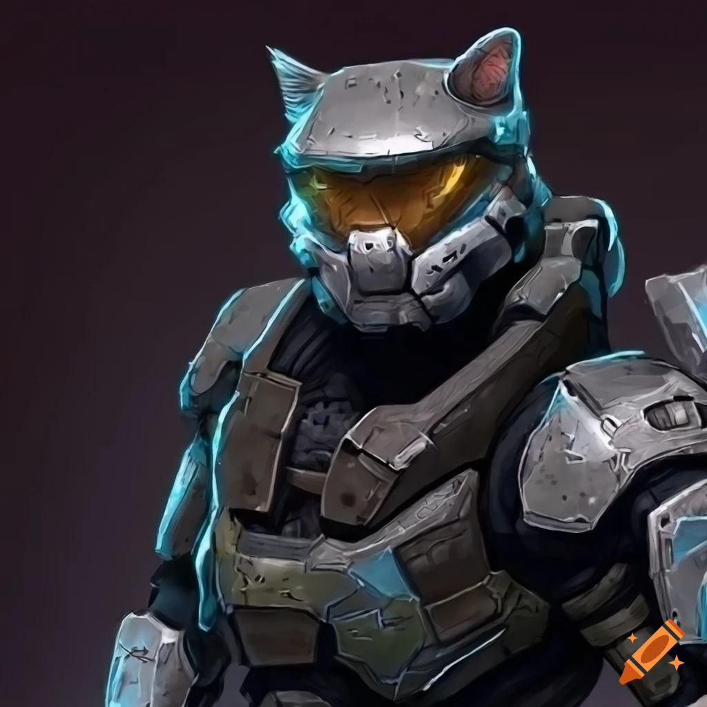 Cat in halo armor on Craiyon