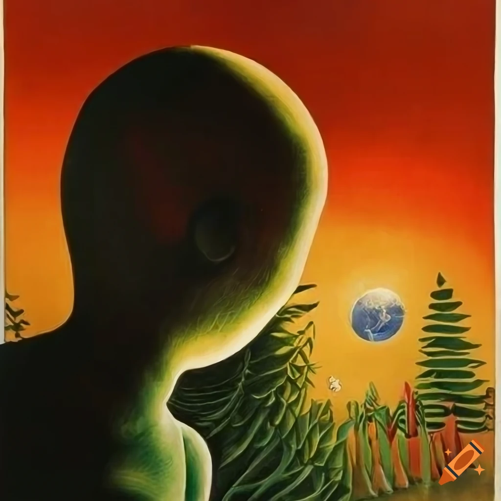 Nonbinary human gazing through Celestial veil into the Universe on a ...