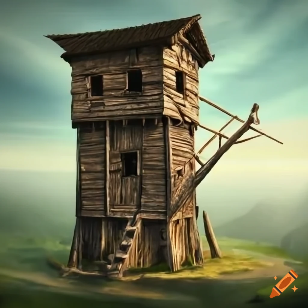 Medieval wooden tower on Craiyon