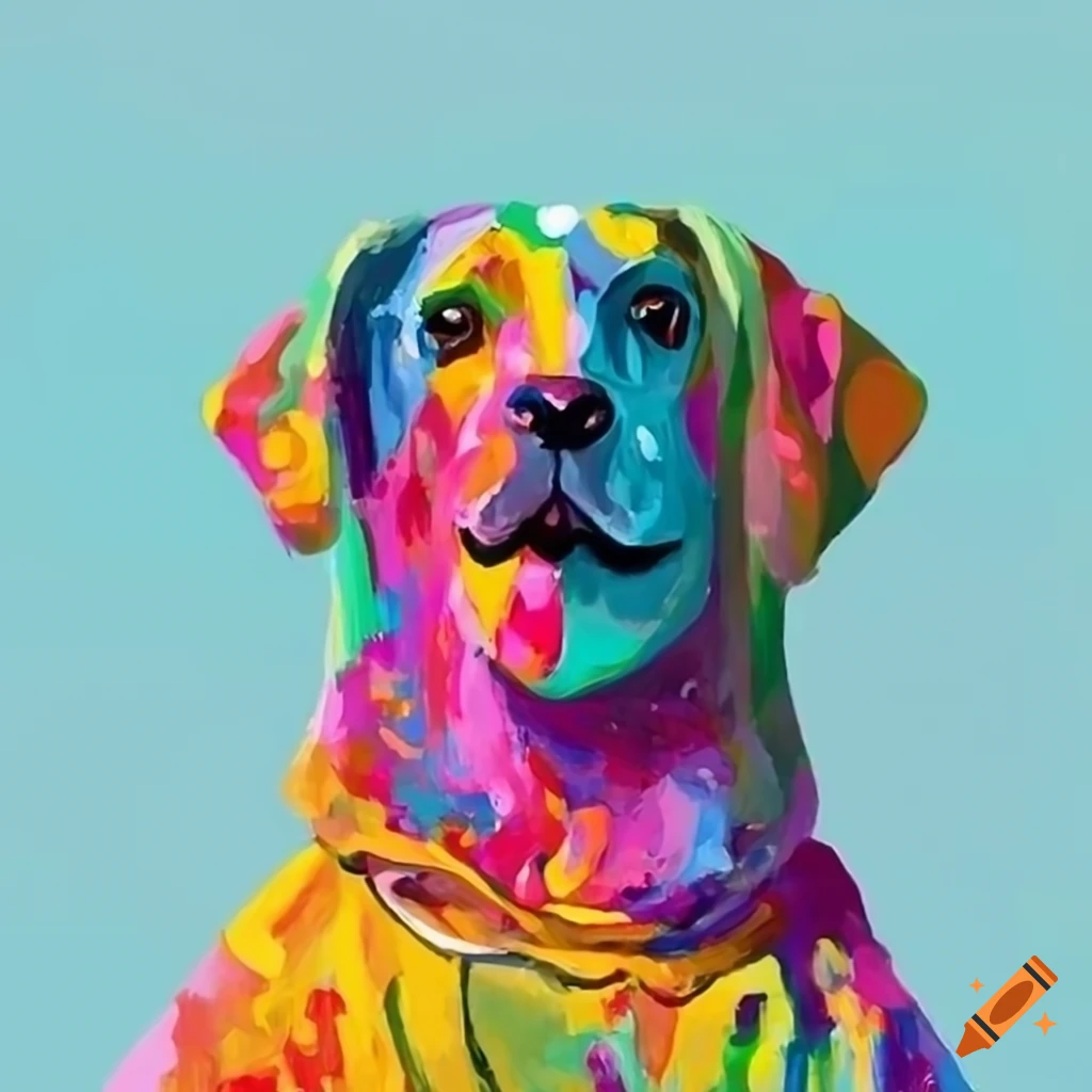 Colorful profile picture of an artist painting with his dog on Craiyon