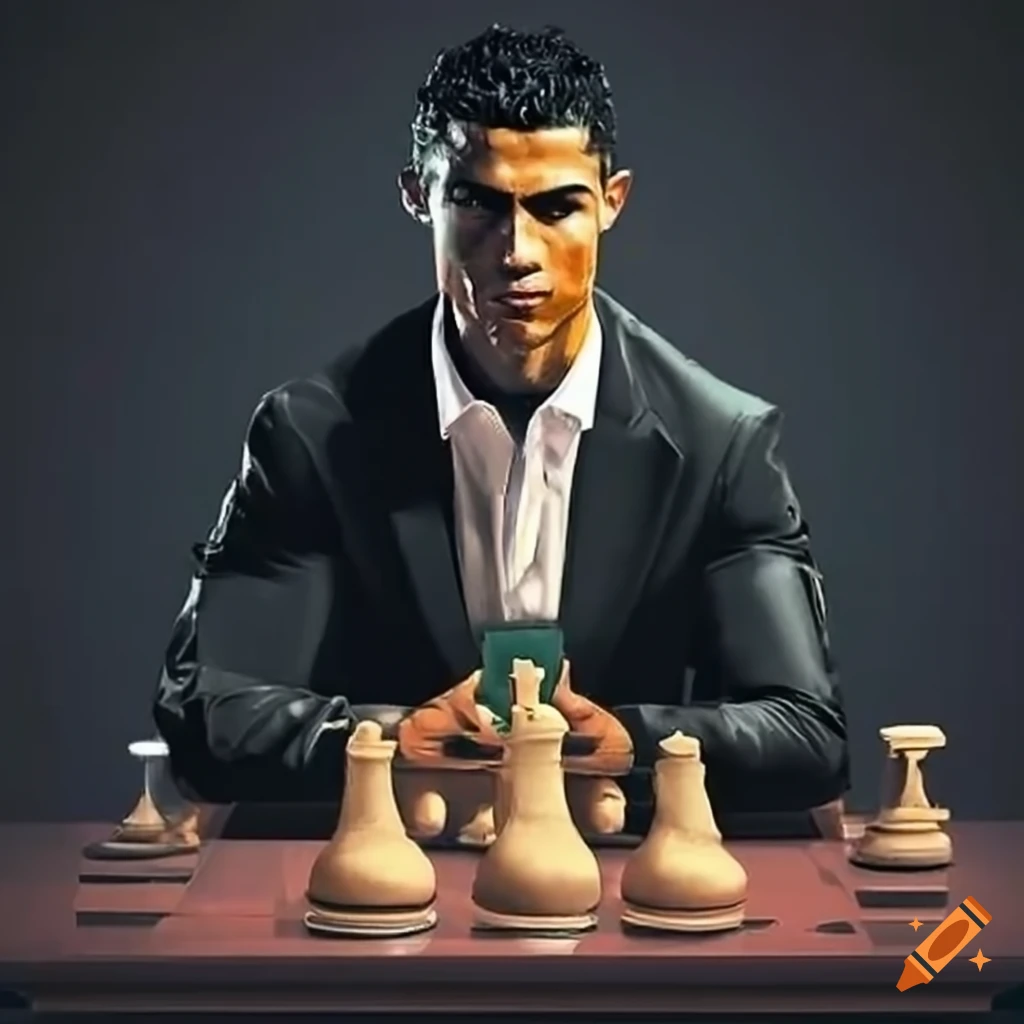 Cristiano ronaldo playing chess on Craiyon