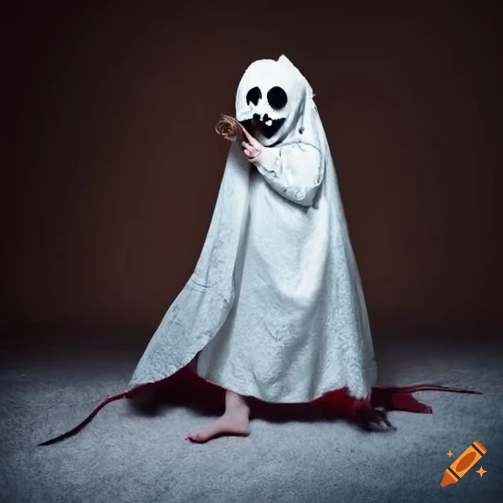 Rat in full body ghost halloween costume on Craiyon