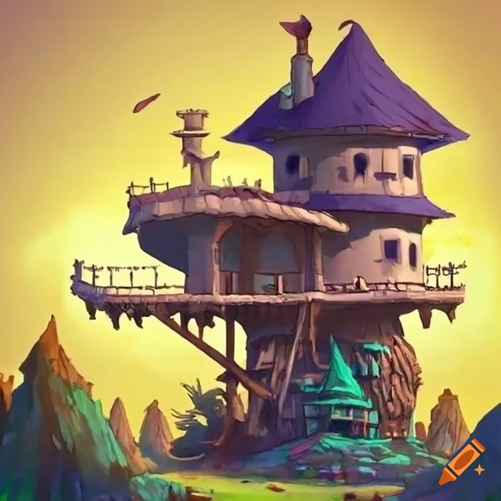 Ramshackle treetop castle inspired by studio ghibli on Craiyon