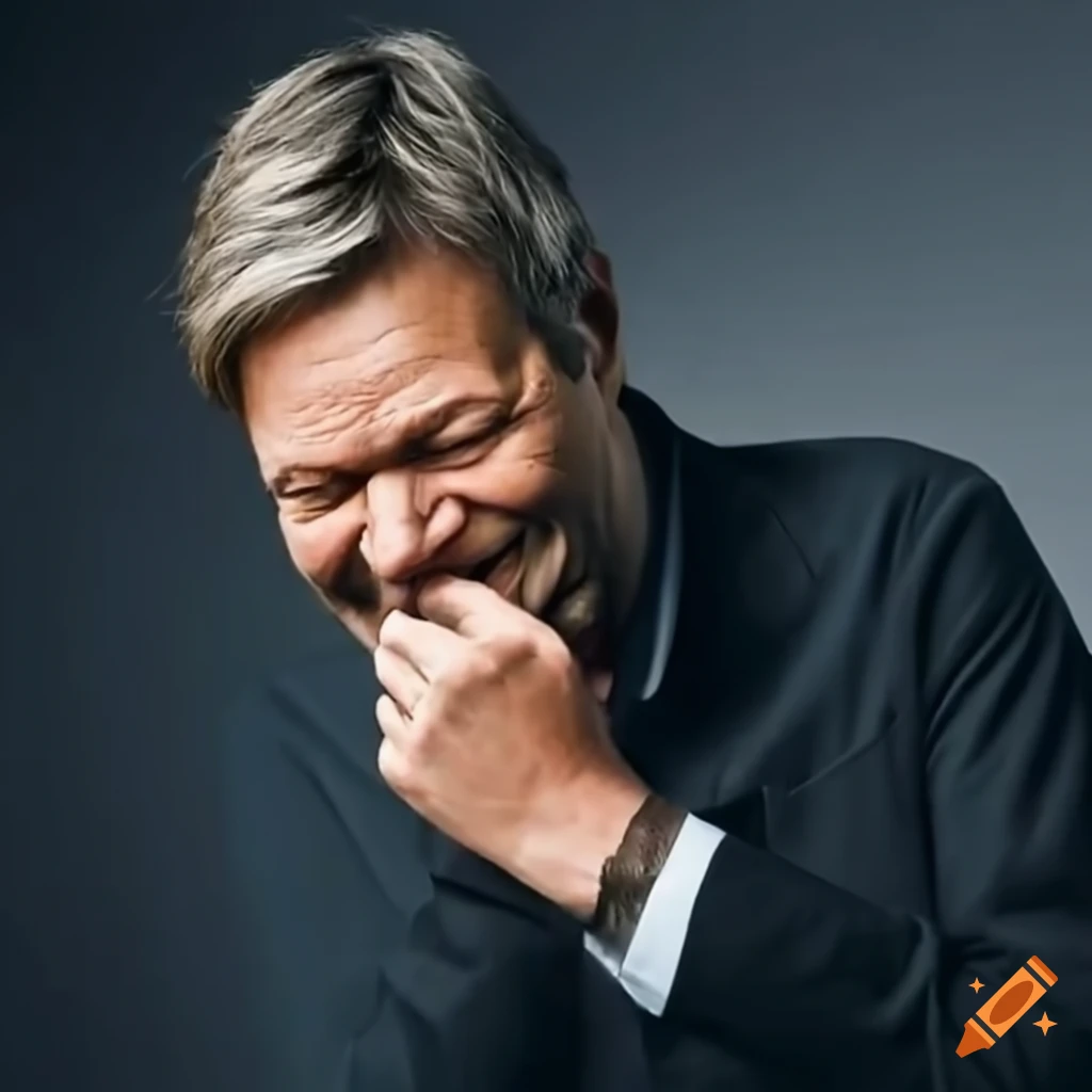 German politician Robert Habeck with a laughing expression on Craiyon