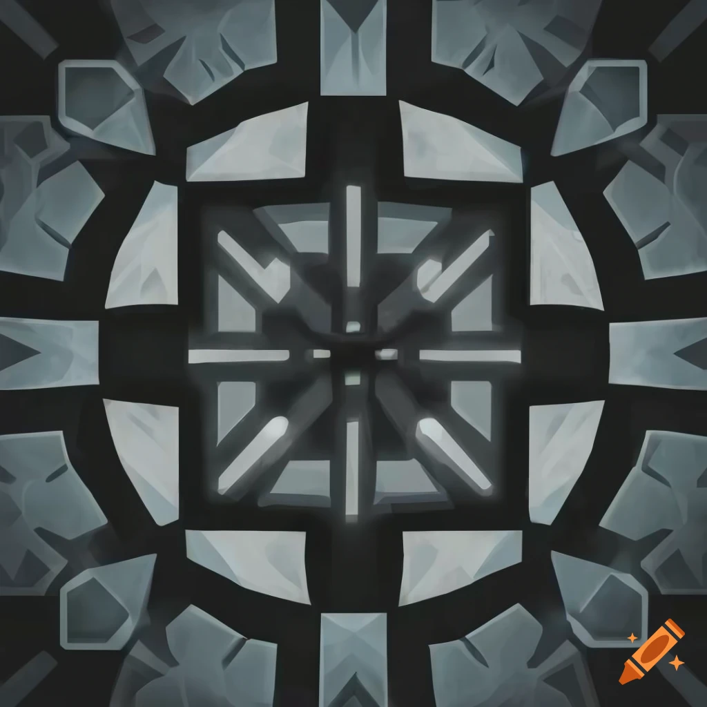 White minimalistic symmetrical geometry doom runes pattern on Craiyon