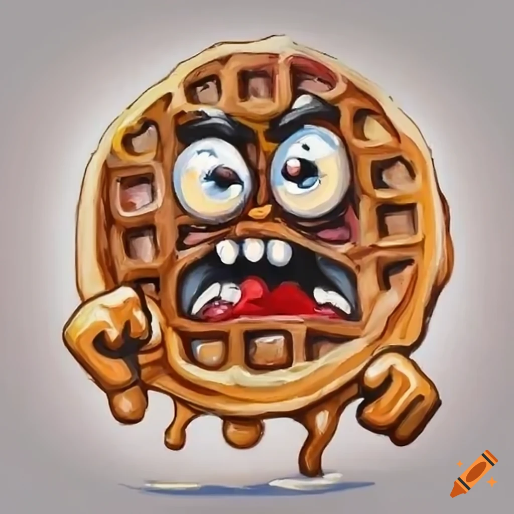 Angry waffle with cartoon fists on Craiyon