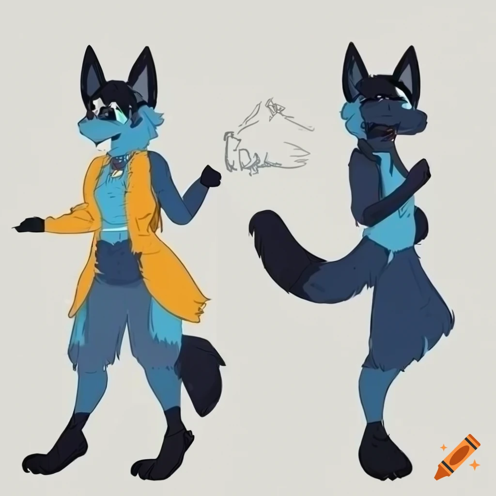 Furry anthro character design with outfit on Craiyon