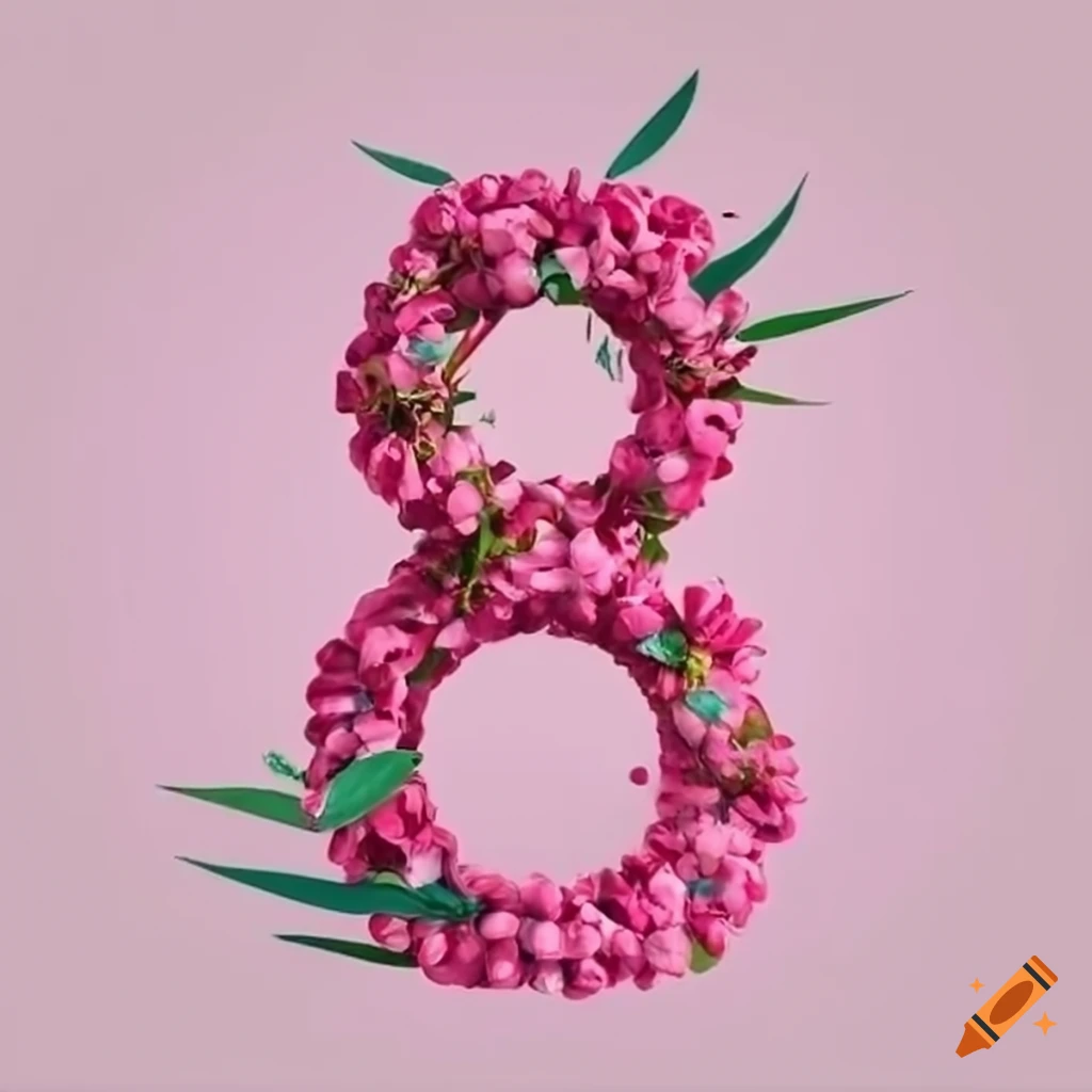 Pink figure eight adorned with flowers on Craiyon