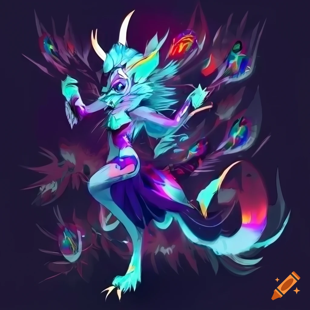 Fantastical anthro avian peacock goat demon in anime style on Craiyon