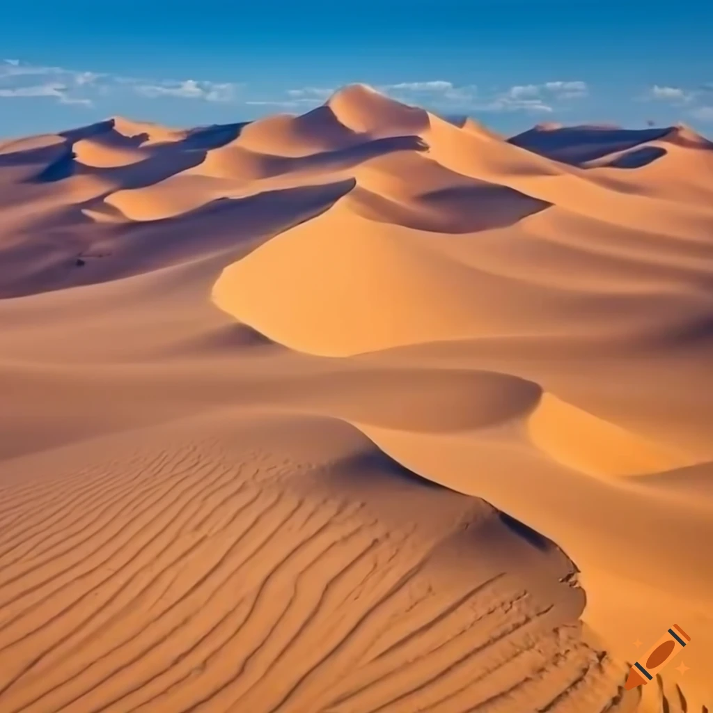 Endless desert sand dunes in ultra-high definition aerial view on Craiyon
