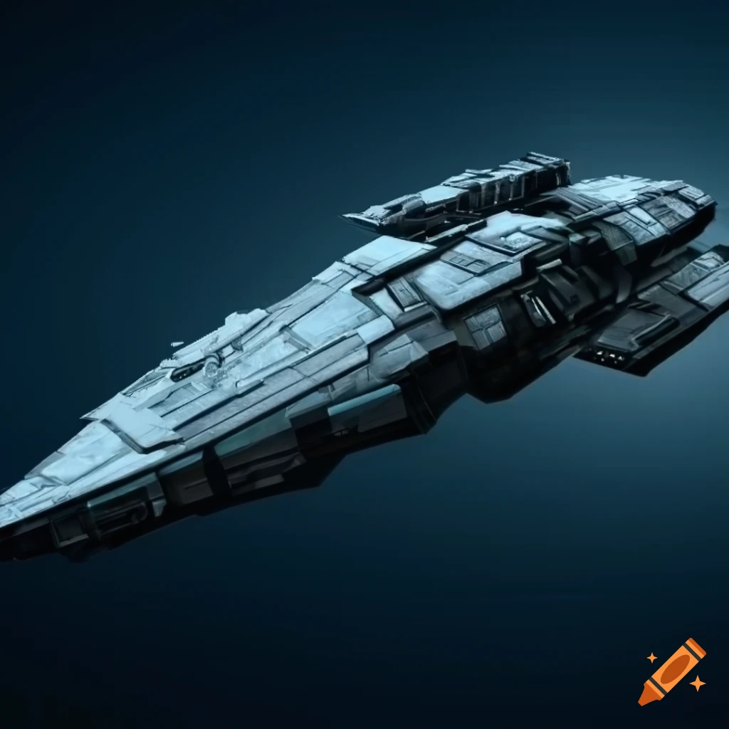 Sleek frigate class spaceship on Craiyon