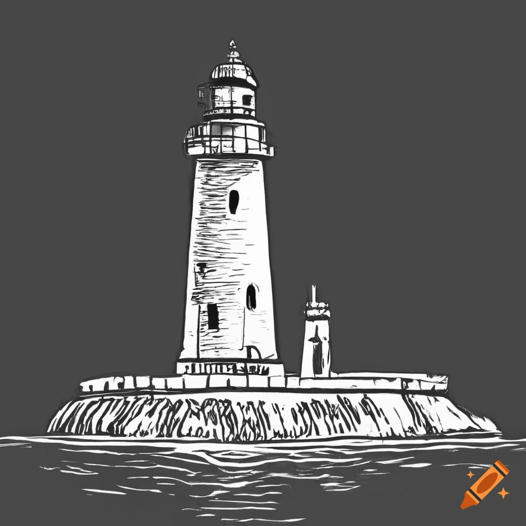 Single-line drawing of the alexandria lighthouse on Craiyon