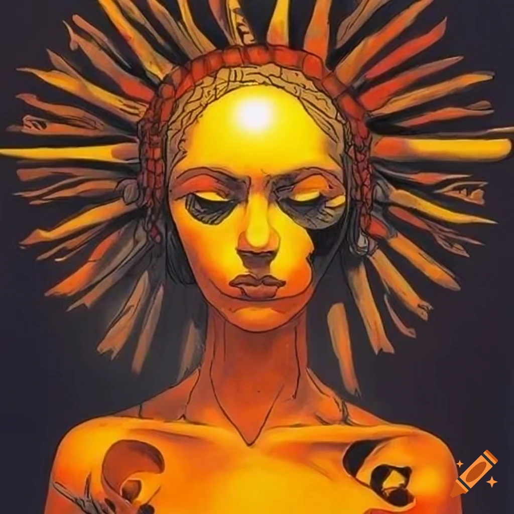 Black sun illustration by jean giraud on Craiyon