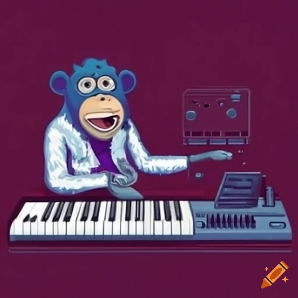 Monkey scientist creating electronic music in a laboratory on Craiyon