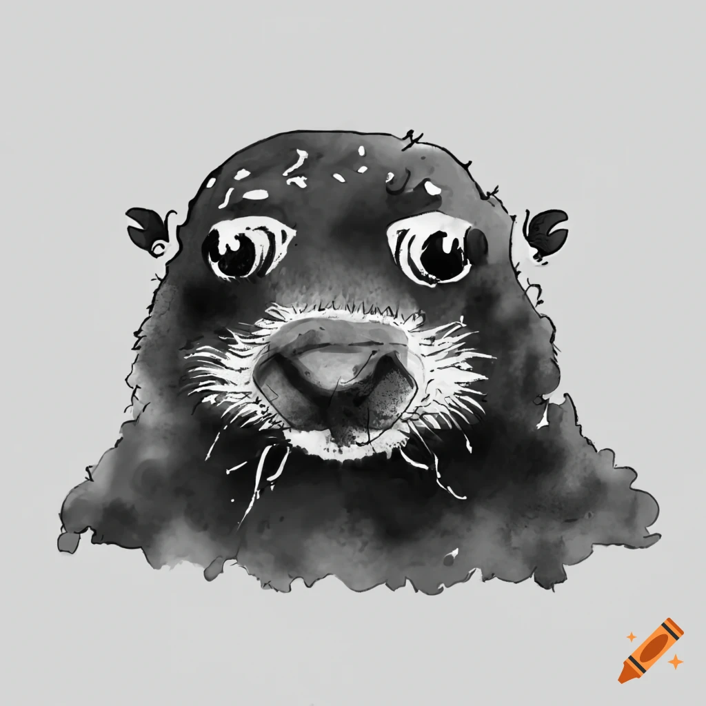 Simplistic cartoon of a sad mole (groundhog) on Craiyon