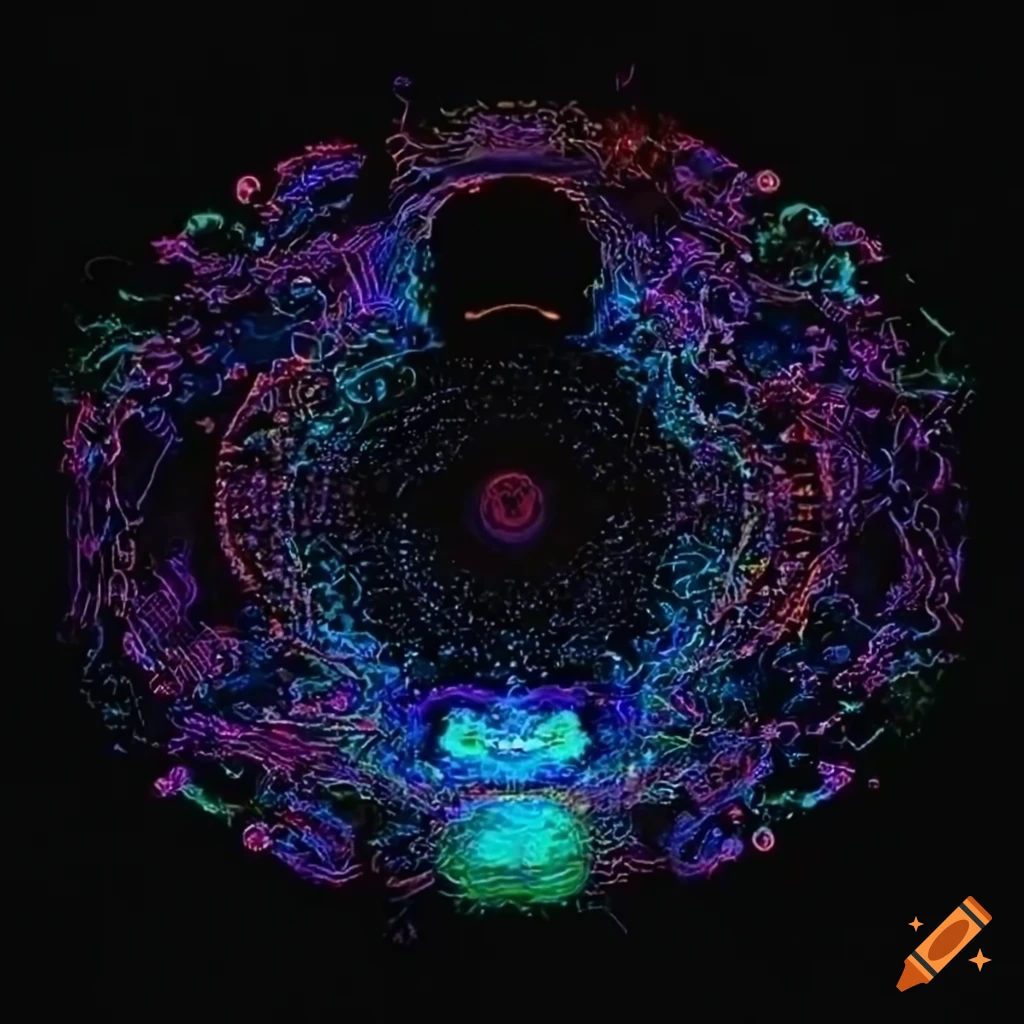 Psychedelic electronic circuit space garden in the darkness on Craiyon