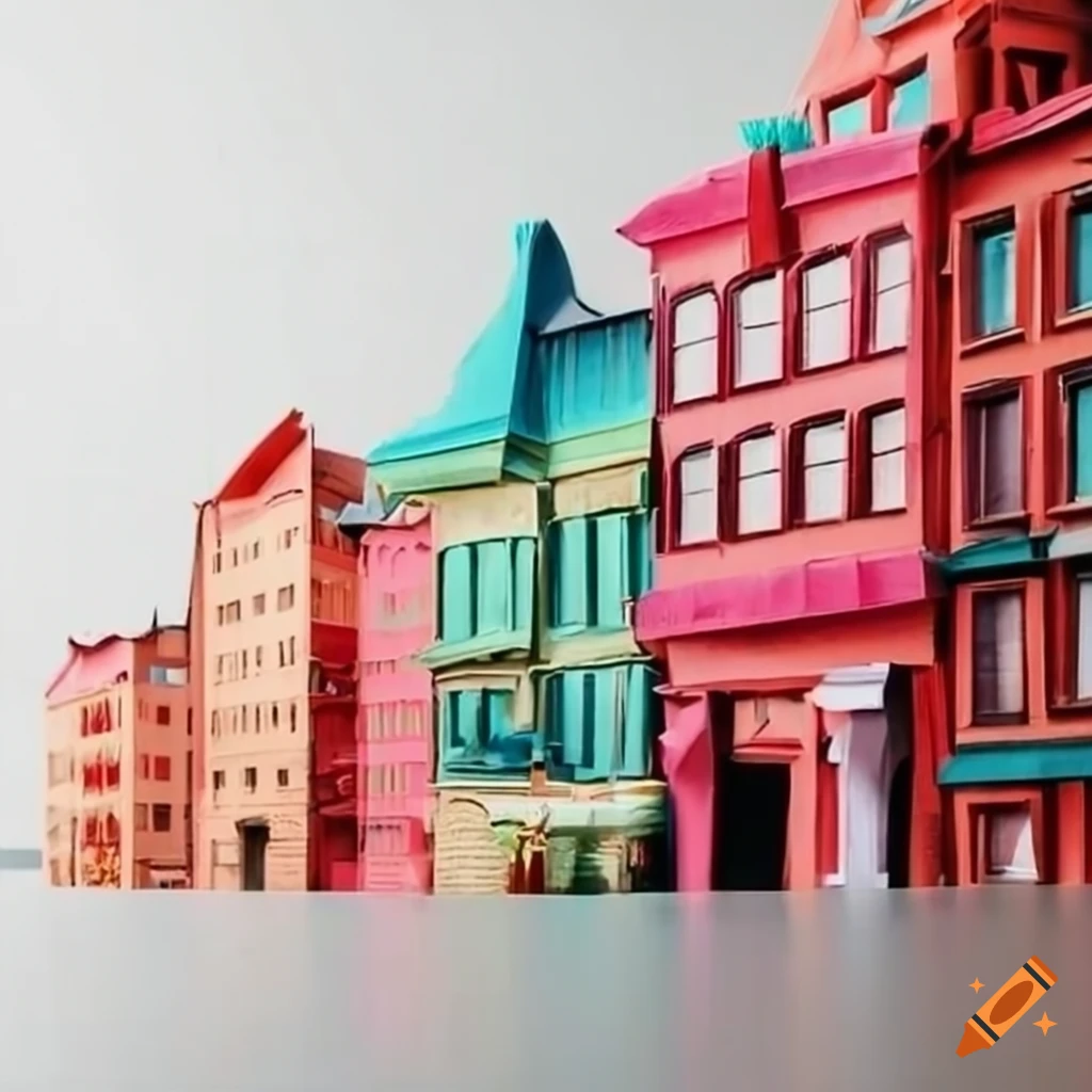 City street made of paper origami sculptures on Craiyon