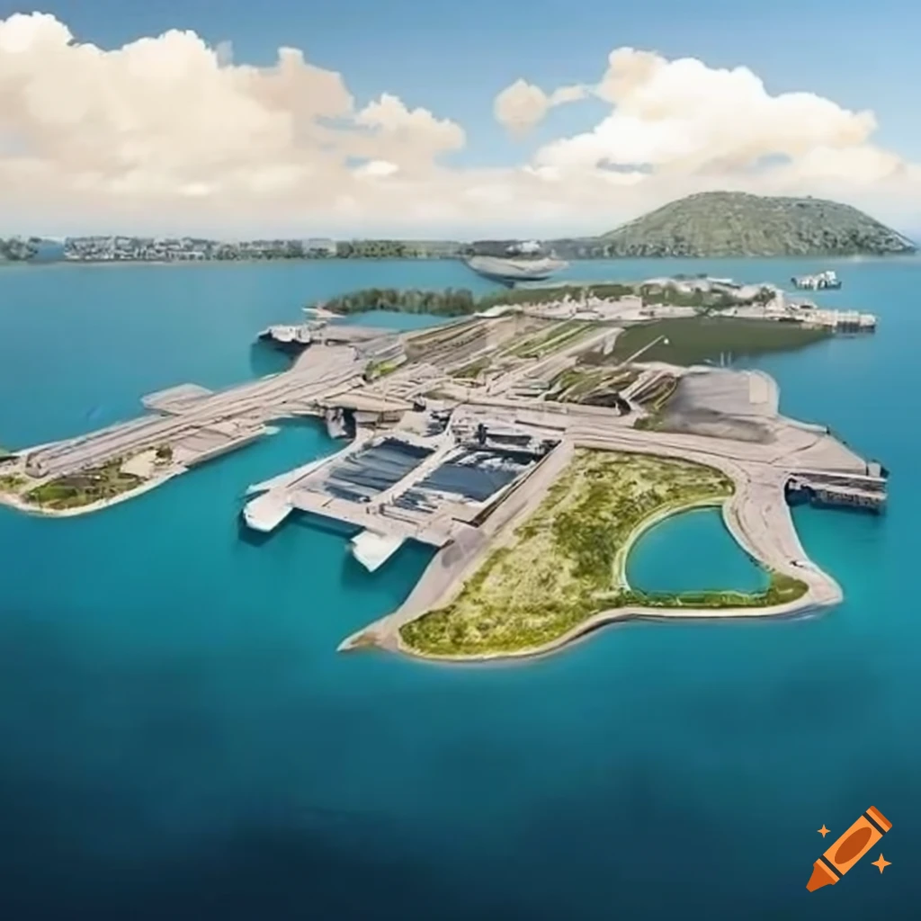 Modern naval base with architecture influenced by pearl harbor on Craiyon