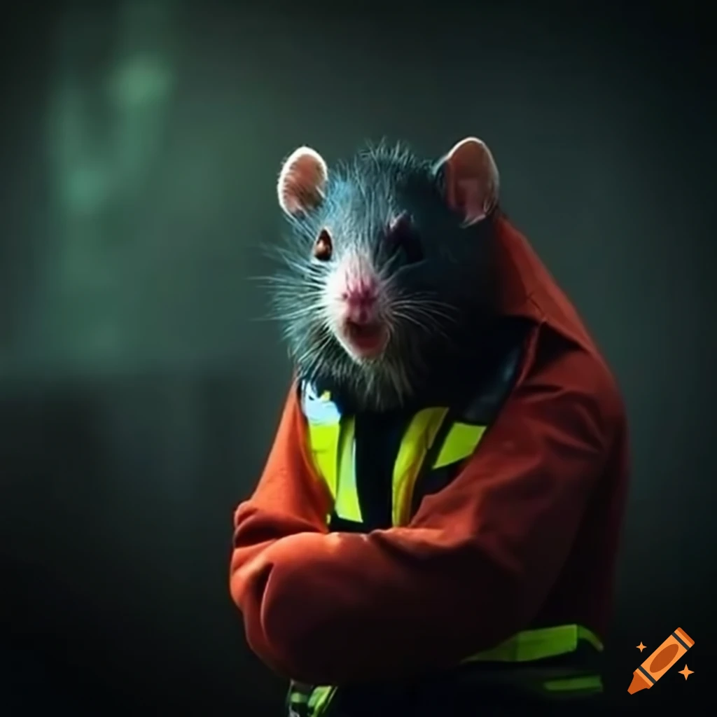 Modern rat-man in London wearing a high-vis jacket driving a lorry ...