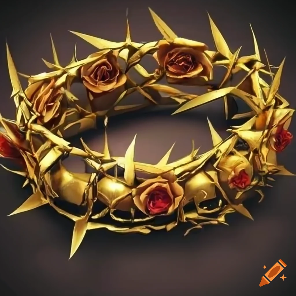 Medieval golden crown with roses and thorns on Craiyon