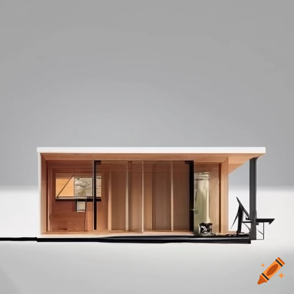 Grided small house with wide spaces and mobile panels on Craiyon