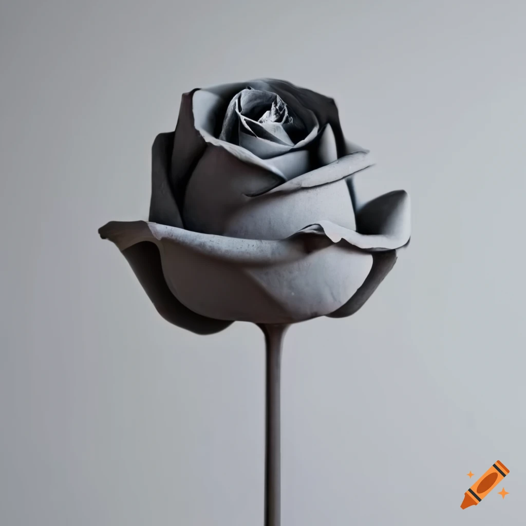 Grey rose sculpted from concrete on Craiyon