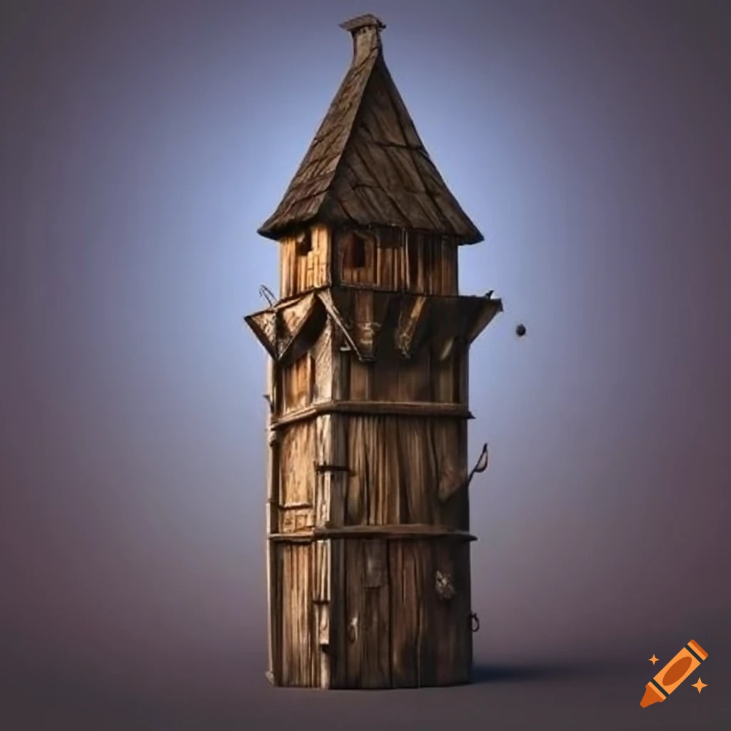 Medieval wooden tower on Craiyon