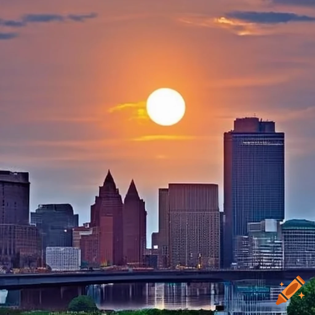 Solar eclipse over rochester skyline on Craiyon