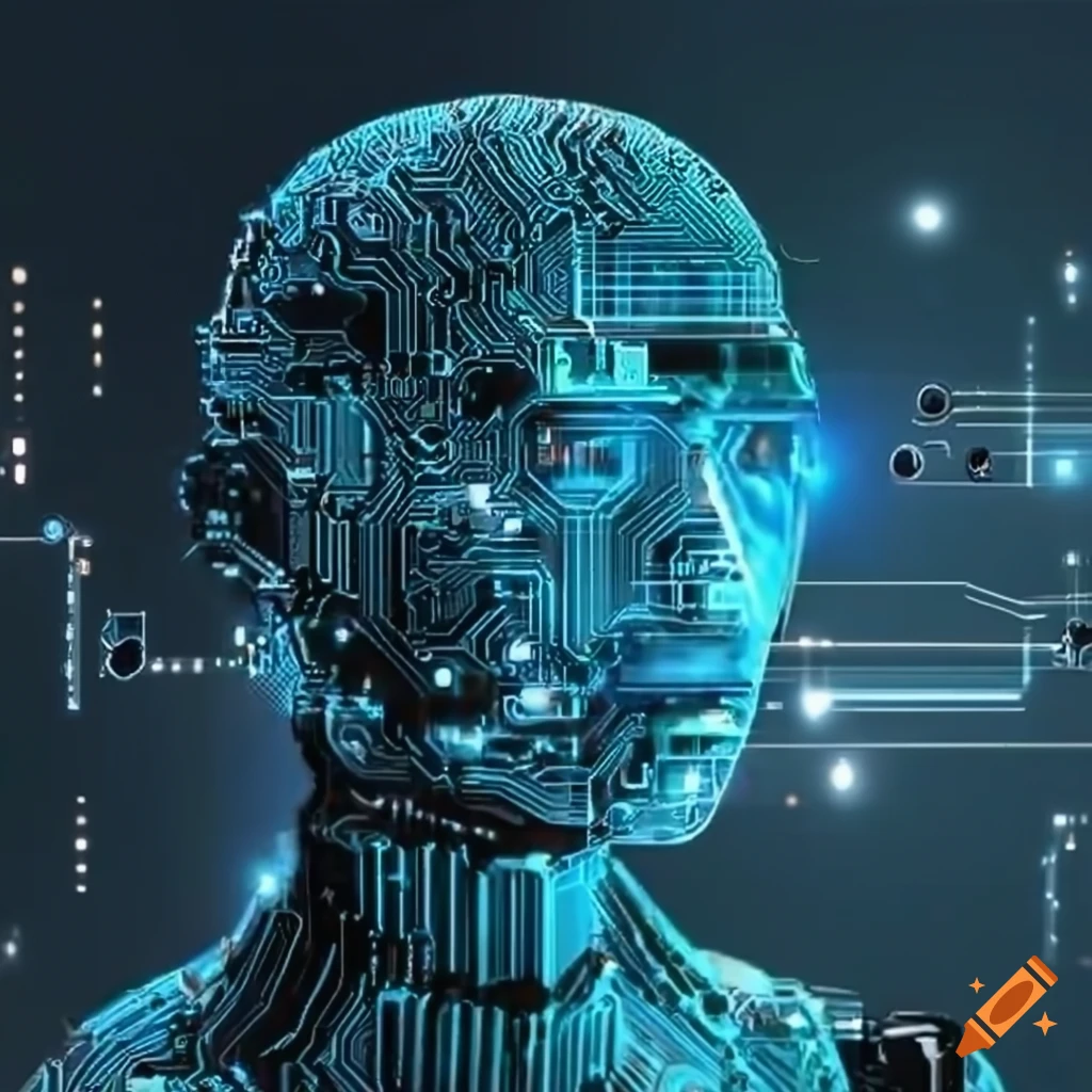 Intriguing artificial intelligence unit examining advanced circuitry on ...