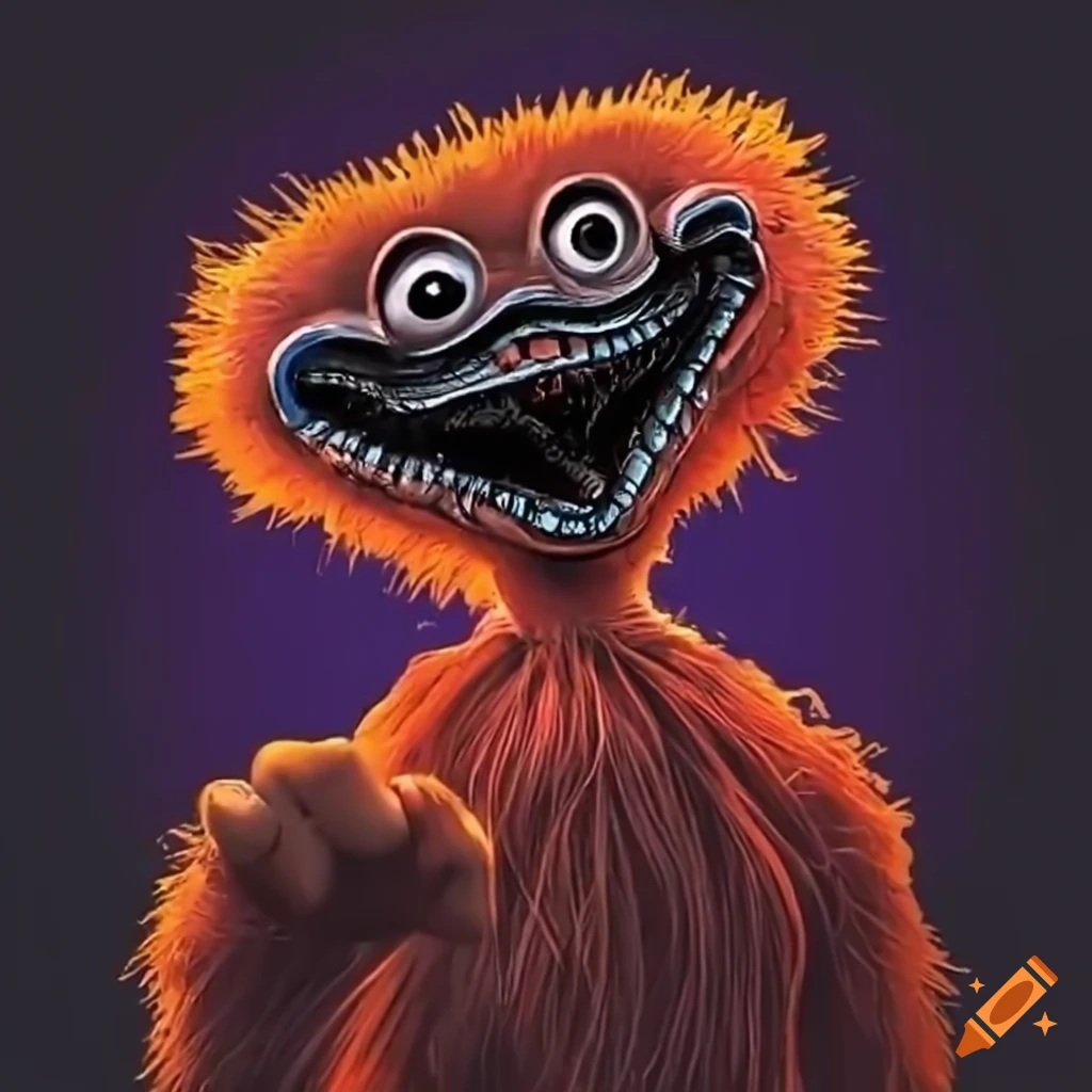 Close-up shot of a new poppy playtime character with orange hair and ...