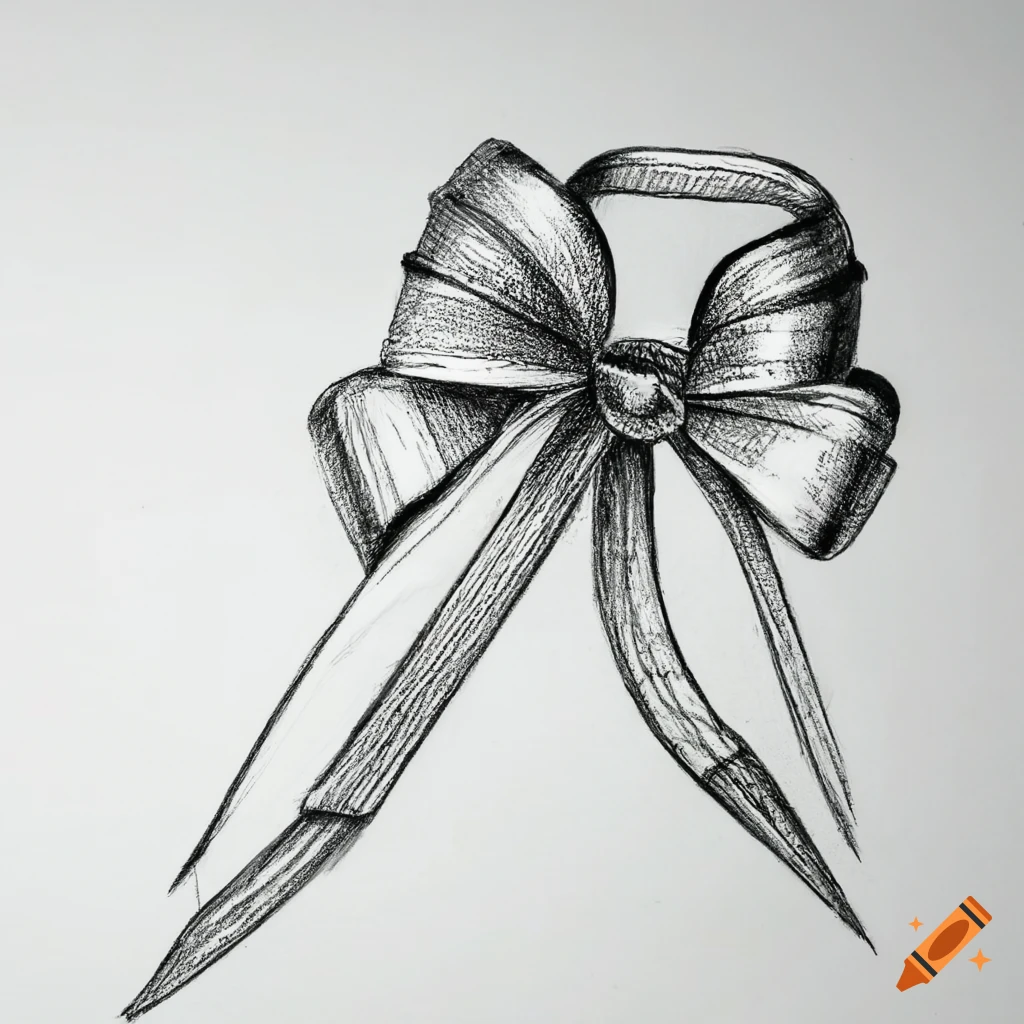 Sketch of a cascading bow made of ribbons on Craiyon