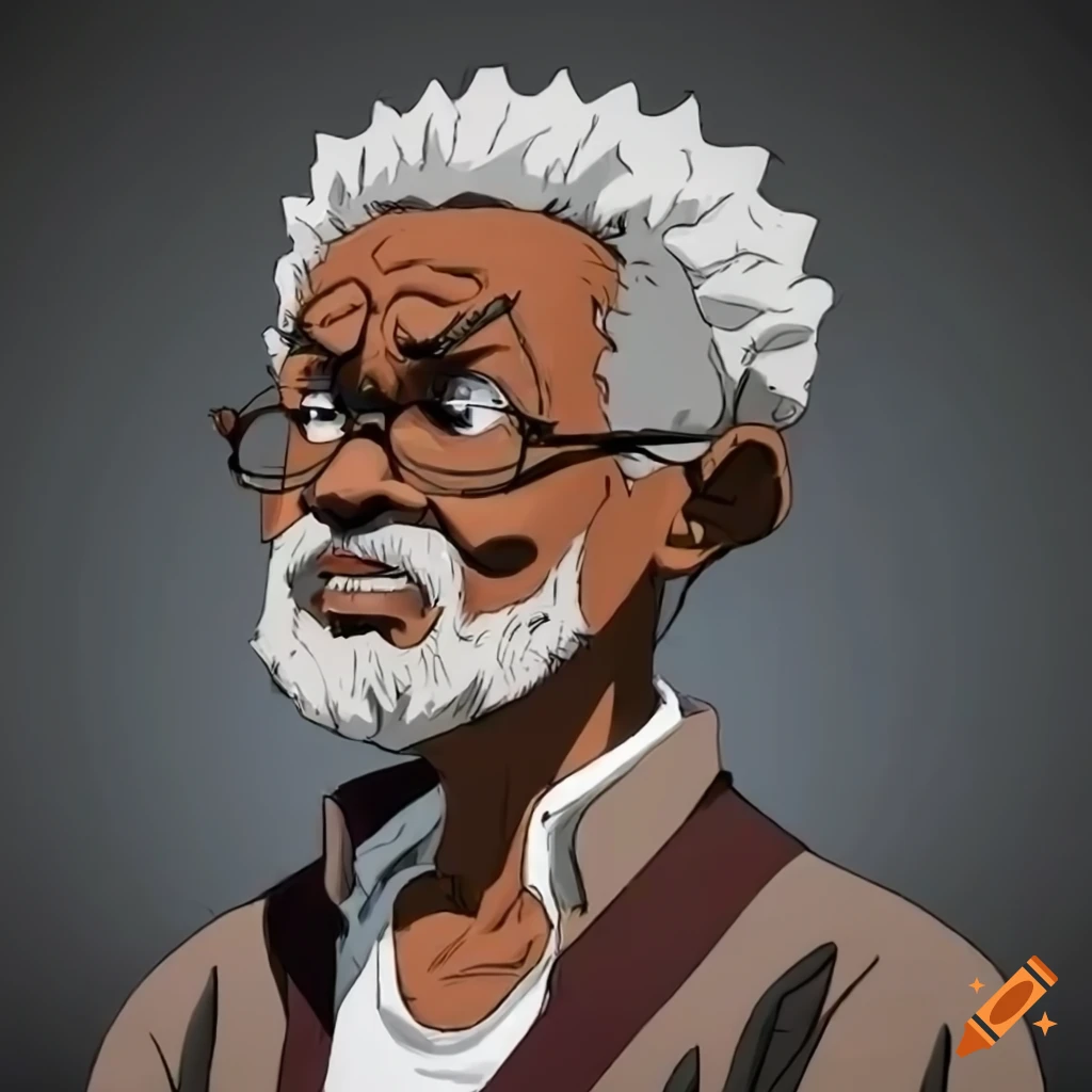 Side view of an elderly man with grey hair and glasses in a boondocks ...