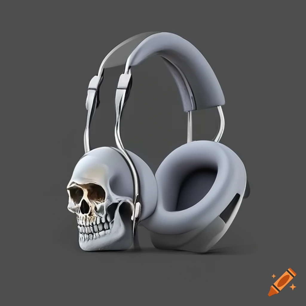 Skull-design in-ear headphones on Craiyon