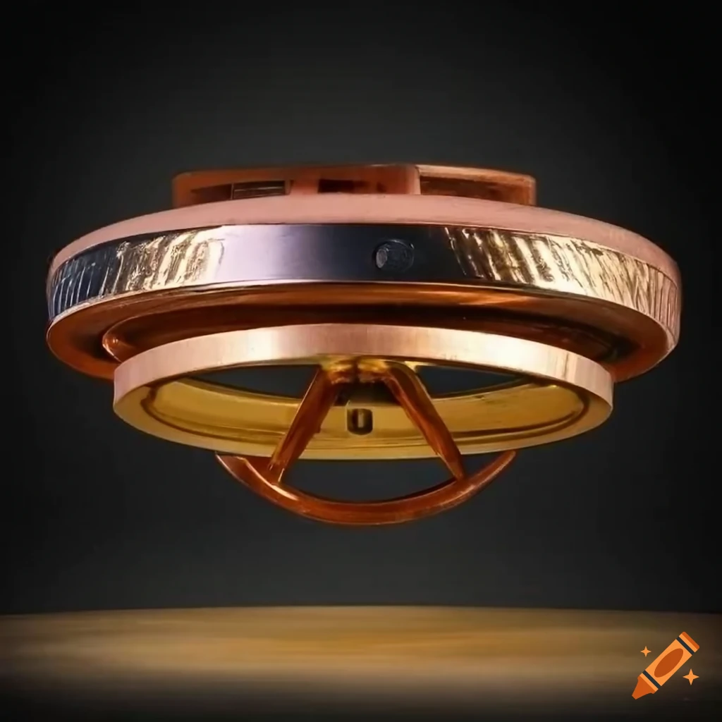 Strange science fiction artifact made of brass and copper with a ...