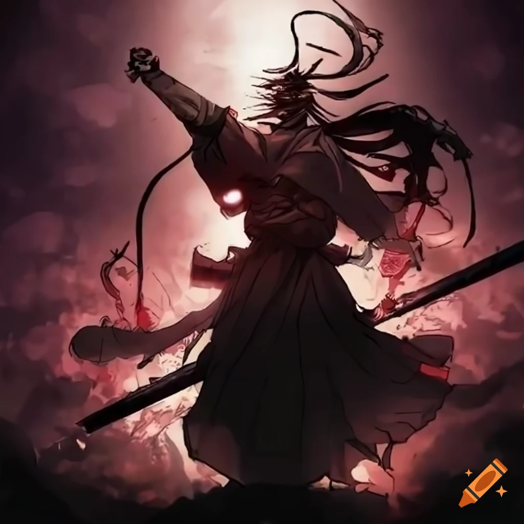 Samurai engaging in battle with enemies in an arena surrounded by ...