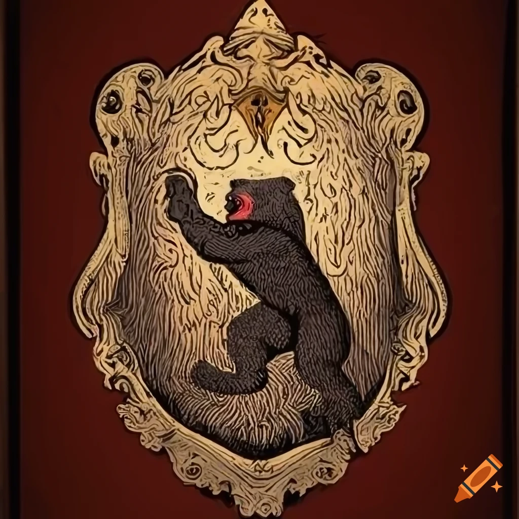 Regal bear on a medieval heraldic shield on Craiyon