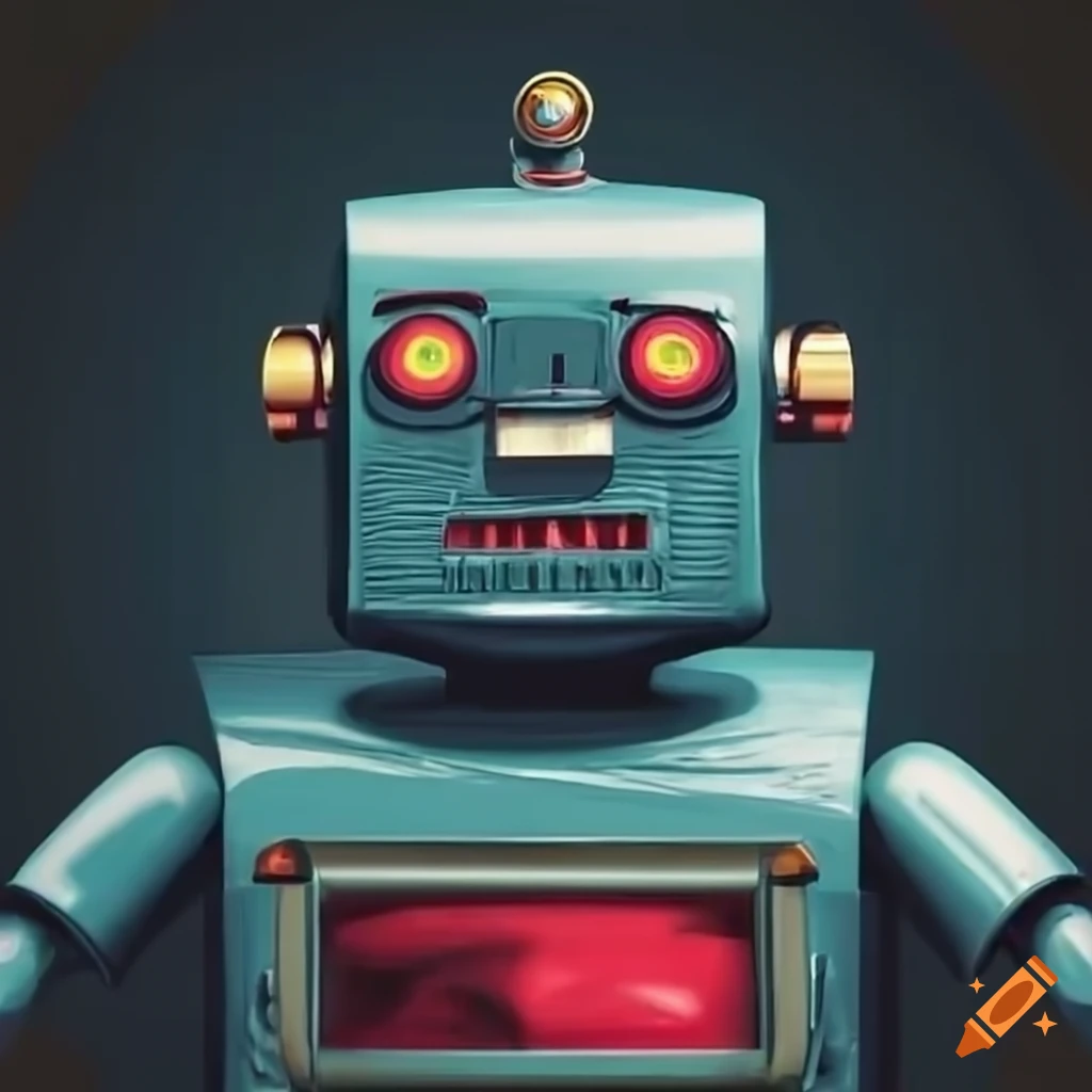 Vintage robot inspired by robbie the robot from forbidden planet on Craiyon