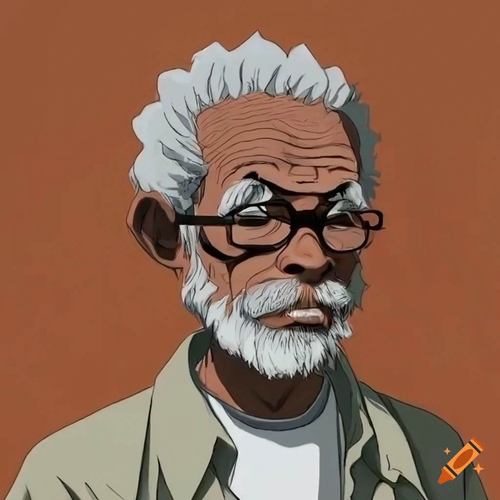 Side view of an elderly man with grey hair and glasses in a boondocks ...