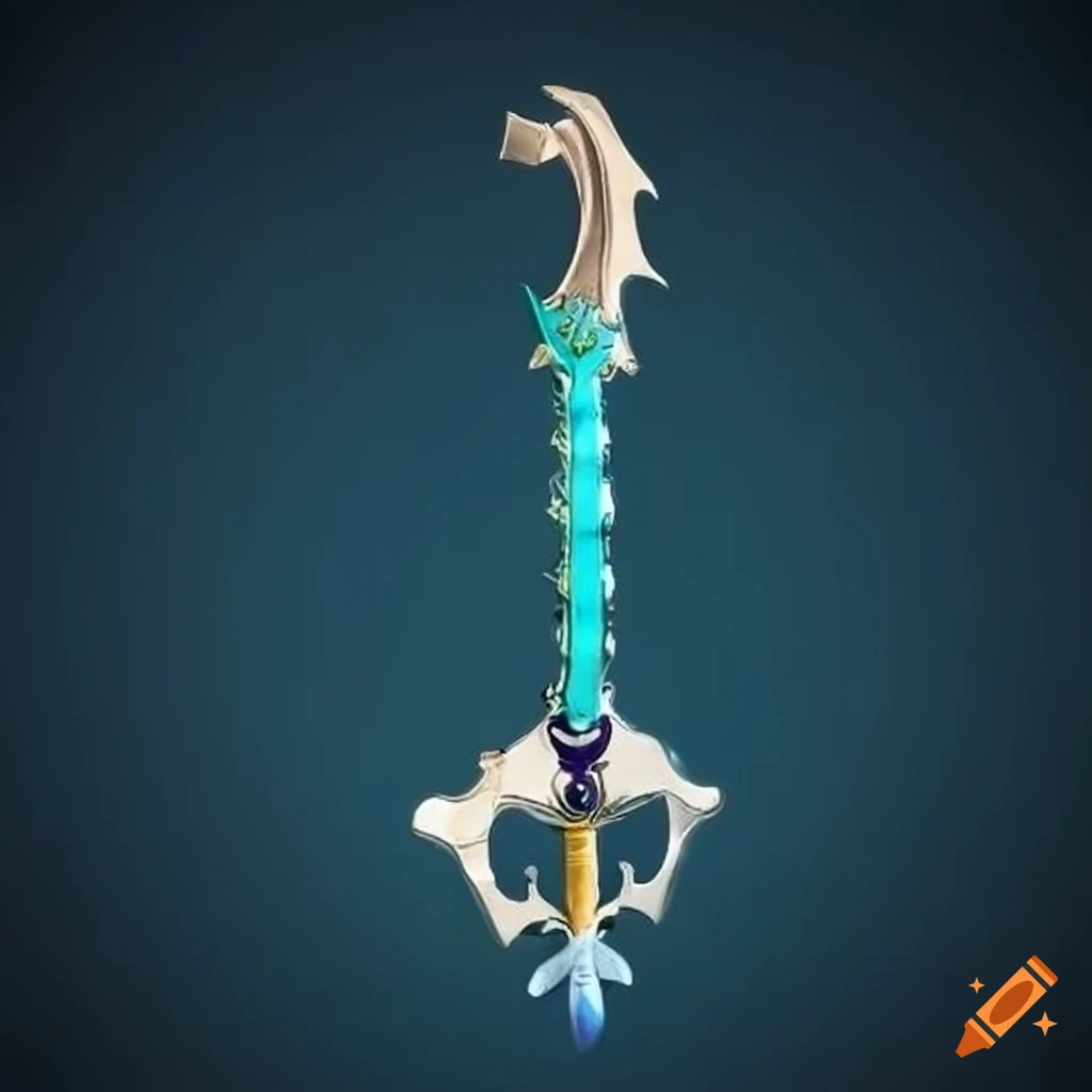 Keyblade with handle and sperm whale-shaped blade on Craiyon